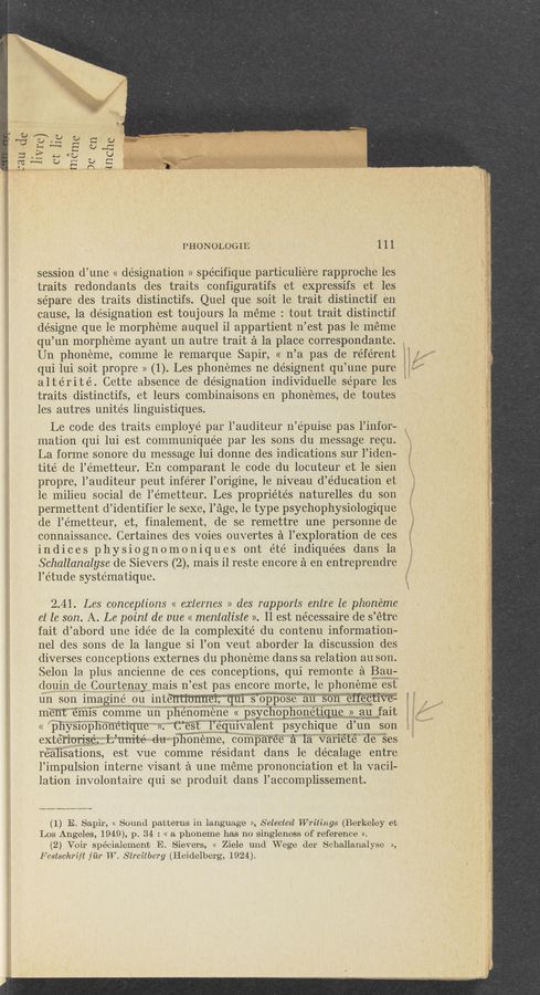 Fundamentals of Language, Jakobson (1963) ‖ p. 111 ‖ Derrida's Margins